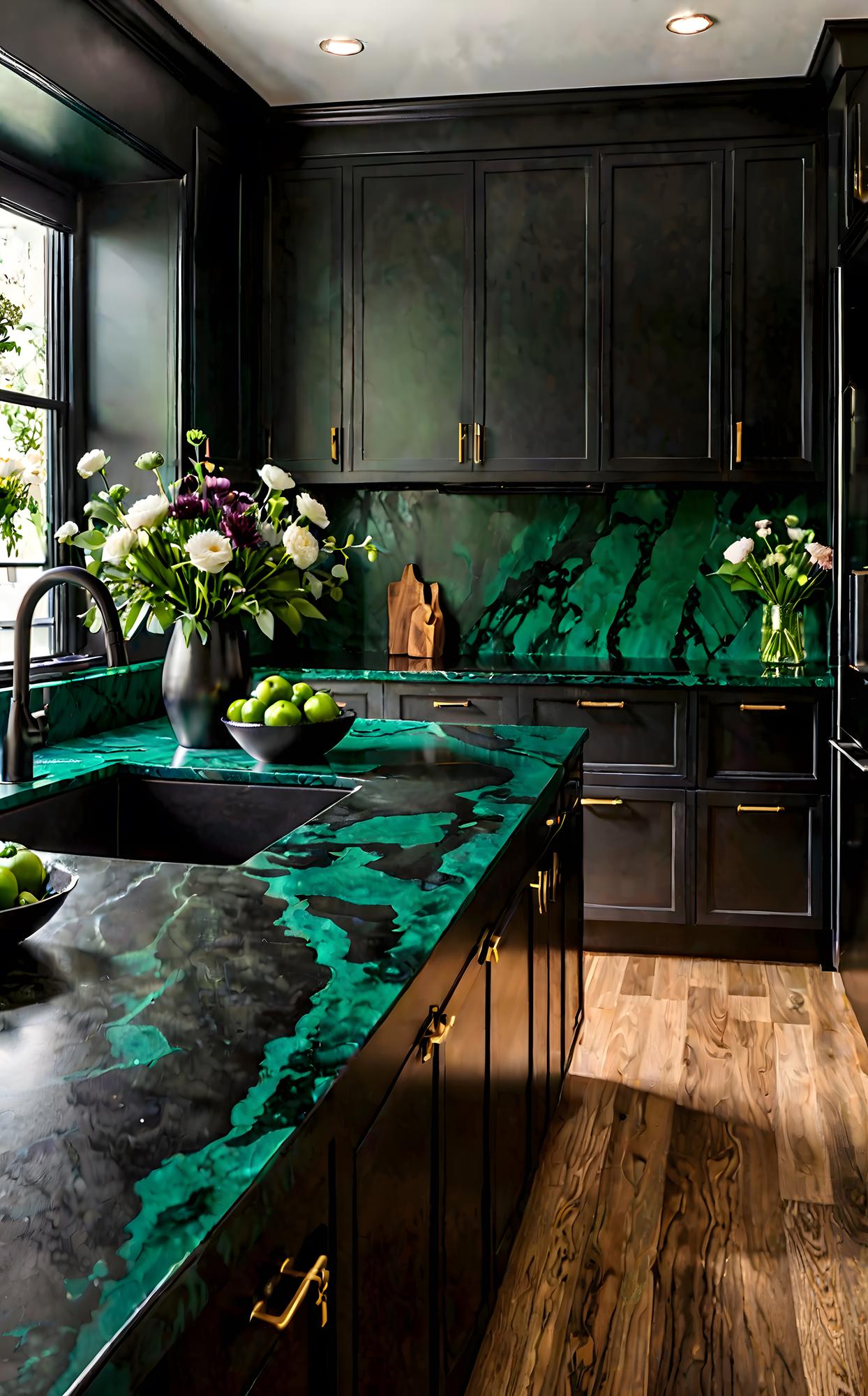 Forest green granite kitchen - UP STONE