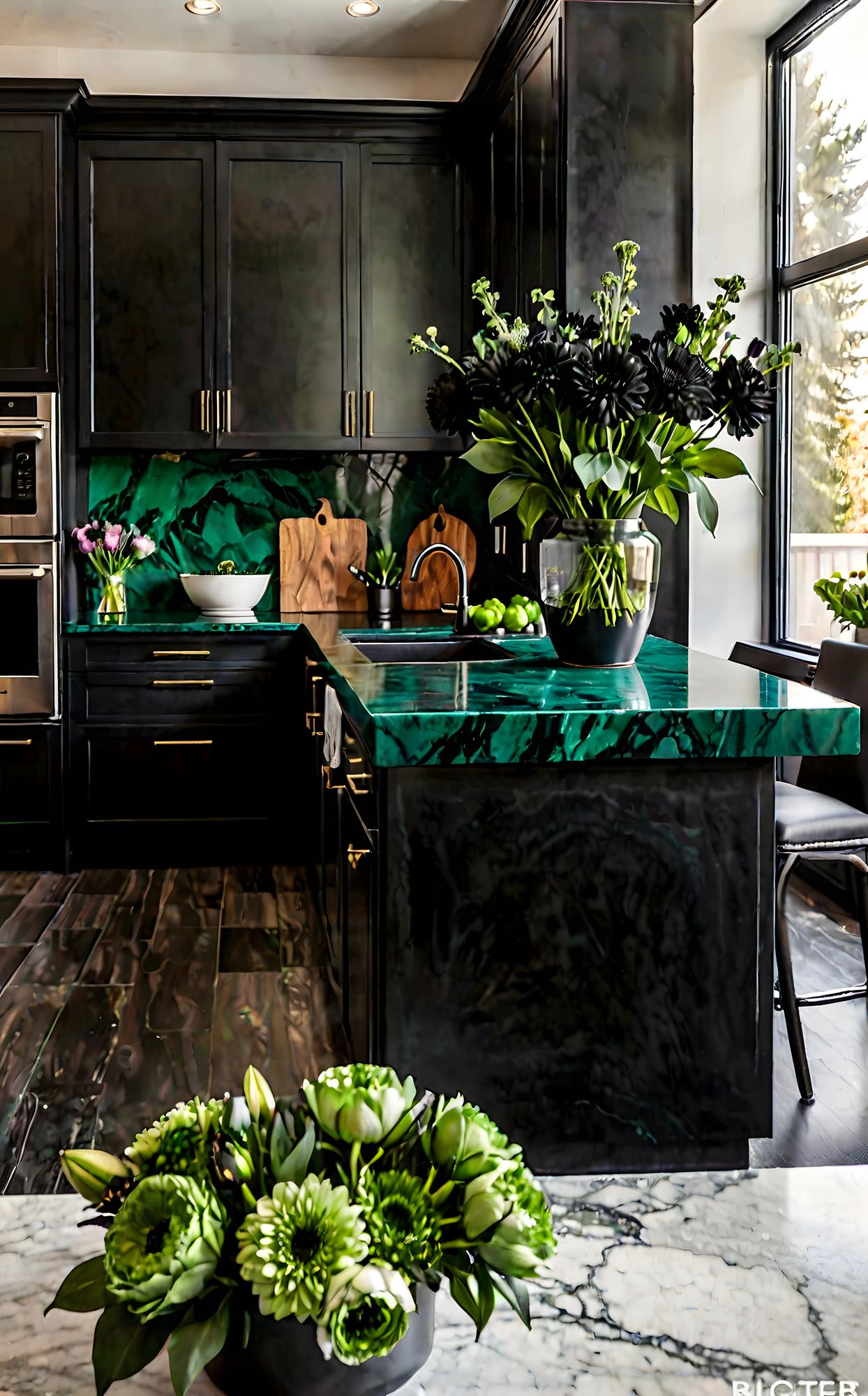 Forest green granite kitchen - UP STONE